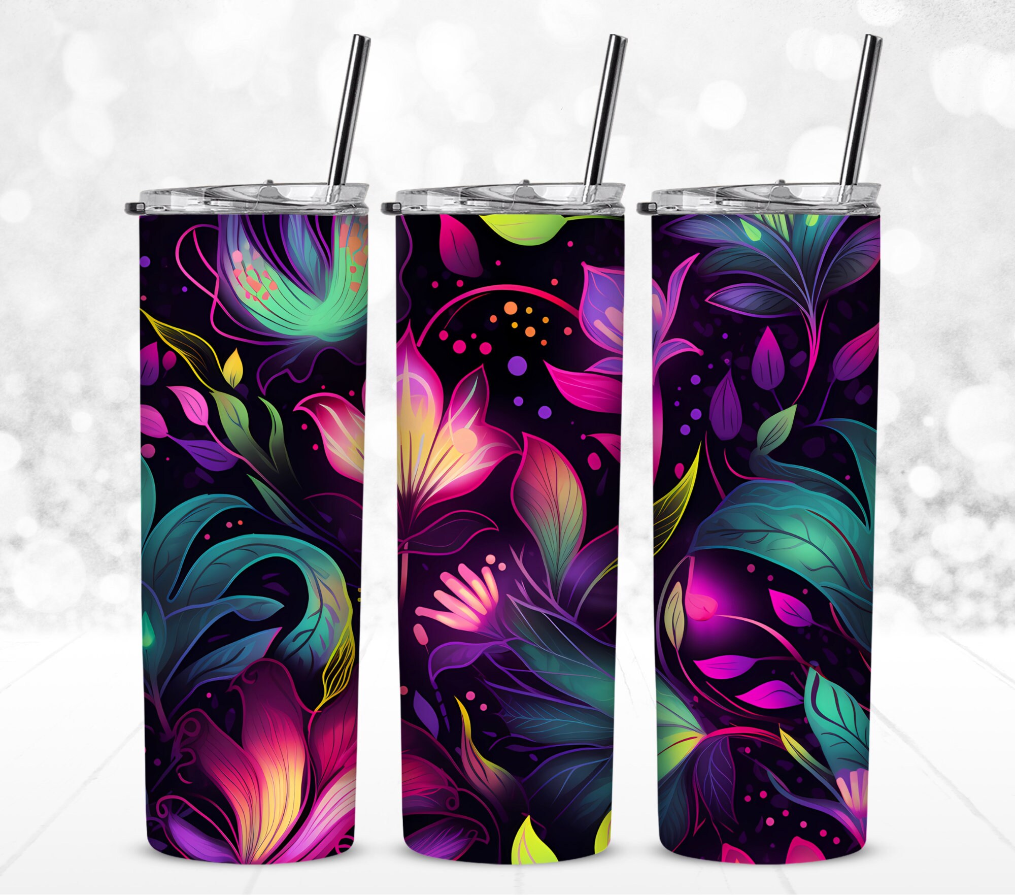 Digital Seamless Pattern for Sublimation Vibrant Luminescent Floral ...