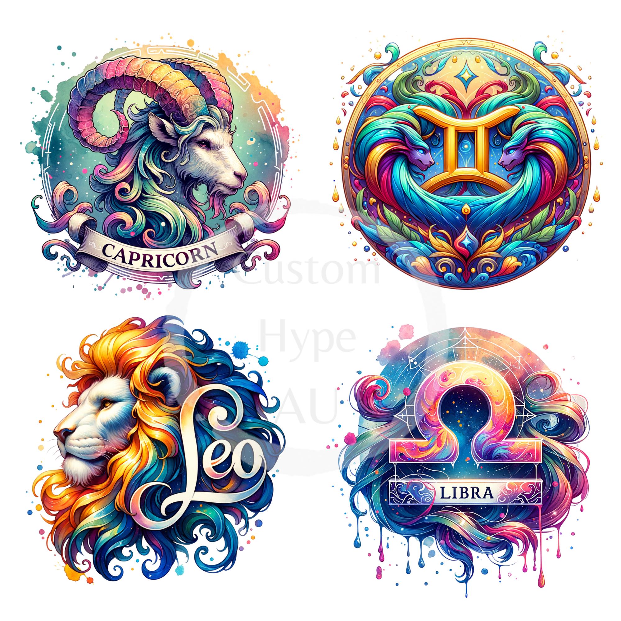 Zodiac Star Signs Png's Bundle - Sublimation and Print - 300dpi PNG ...