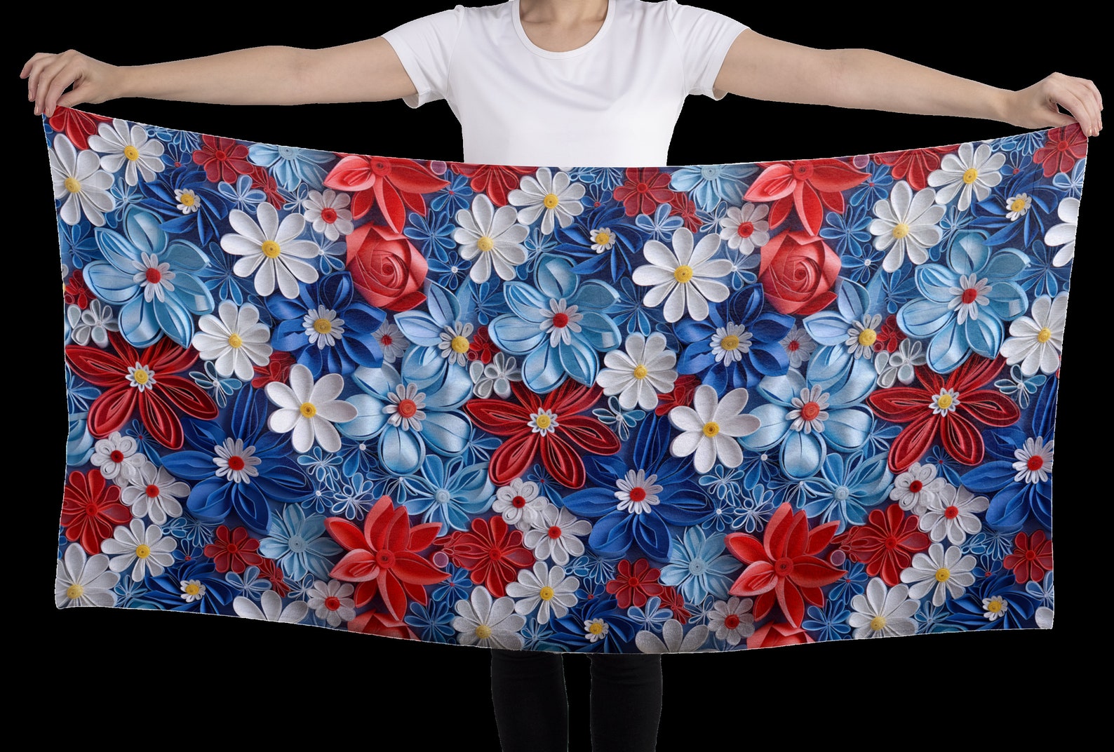 Red, White and Blue 3d Floral Seamless Pattern 2 - Sublimation & Print ...