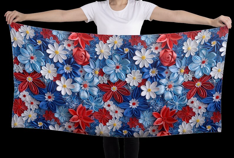 Red, White and Blue 3d Floral Seamless Pattern 2 - Sublimation & Print ...