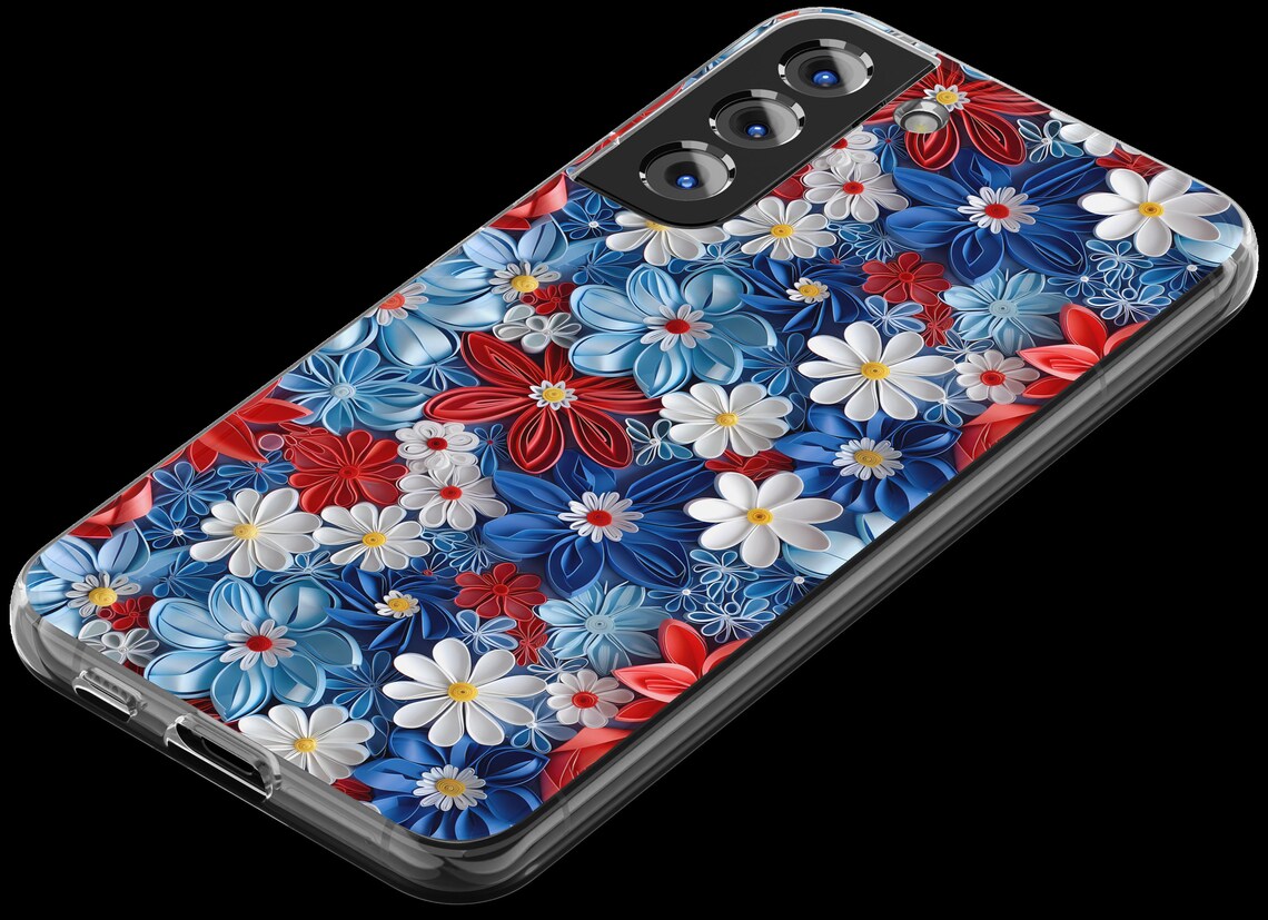 Red, White and Blue 3d Floral Seamless Pattern 2 - Sublimation & Print ...