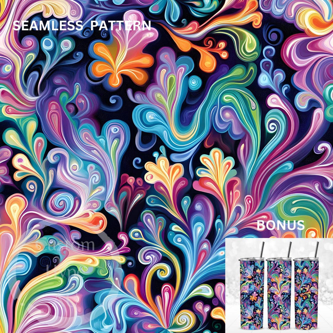 Abstract Ocean-boho Seamless Pattern - Sublimation and Print - 300dpi ...