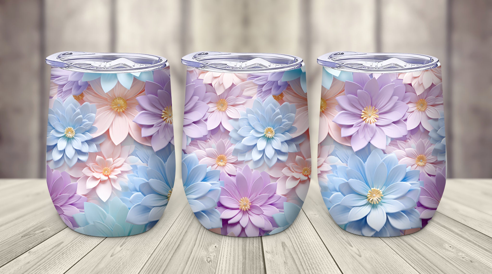 Soft Pastel 3d Flowers Seamless Digital Pattern for Sublimation and ...