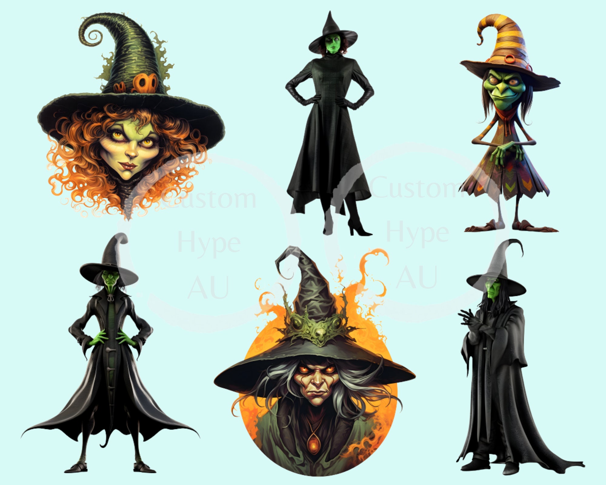 40 Halloween Witches Clipart Image Bundle for Sublimation and - Etsy