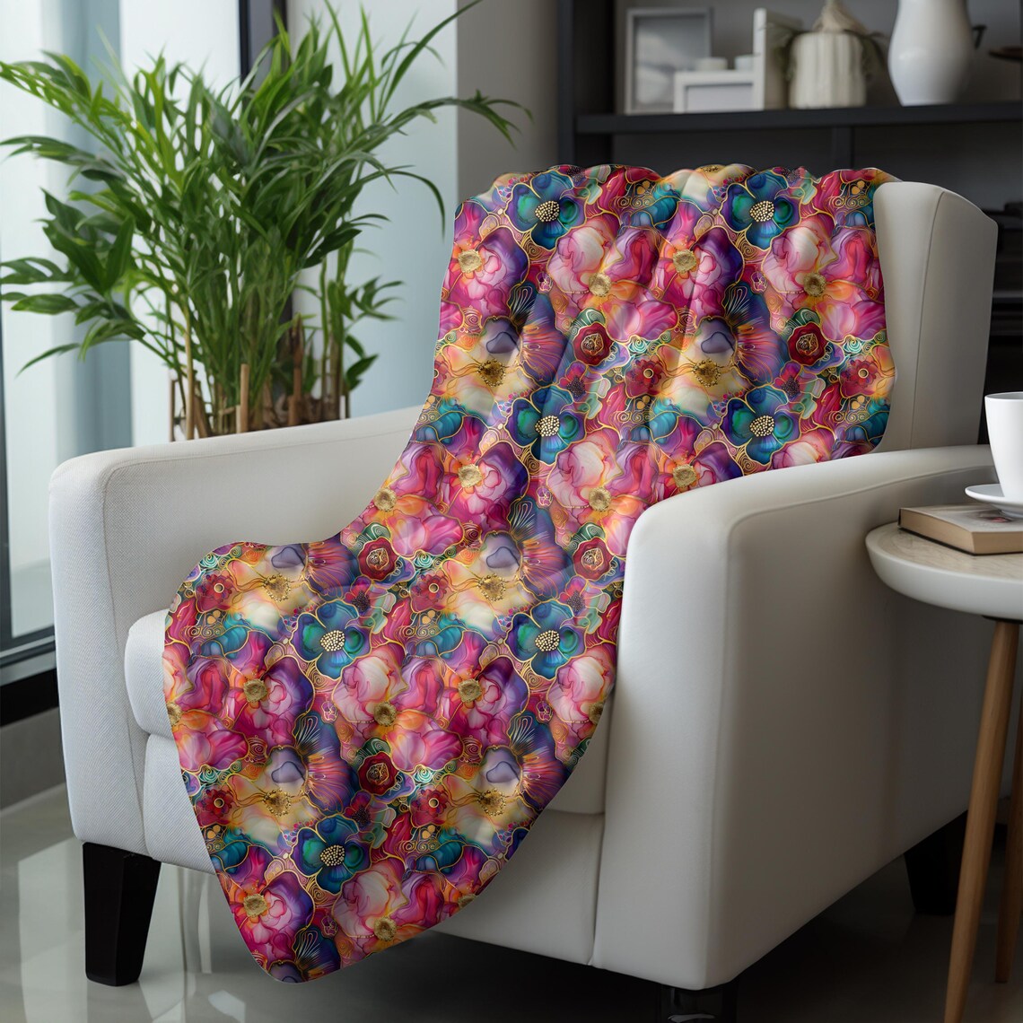 Alcohol Ink Batik Abstract Floral Seamless Pattern - Sublimation and ...