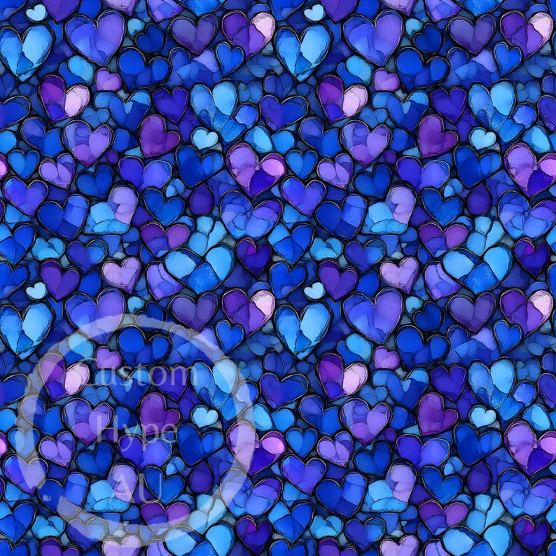 Textured Blue-purple Hearts Seamless Pattern - Sublimation and Print ...