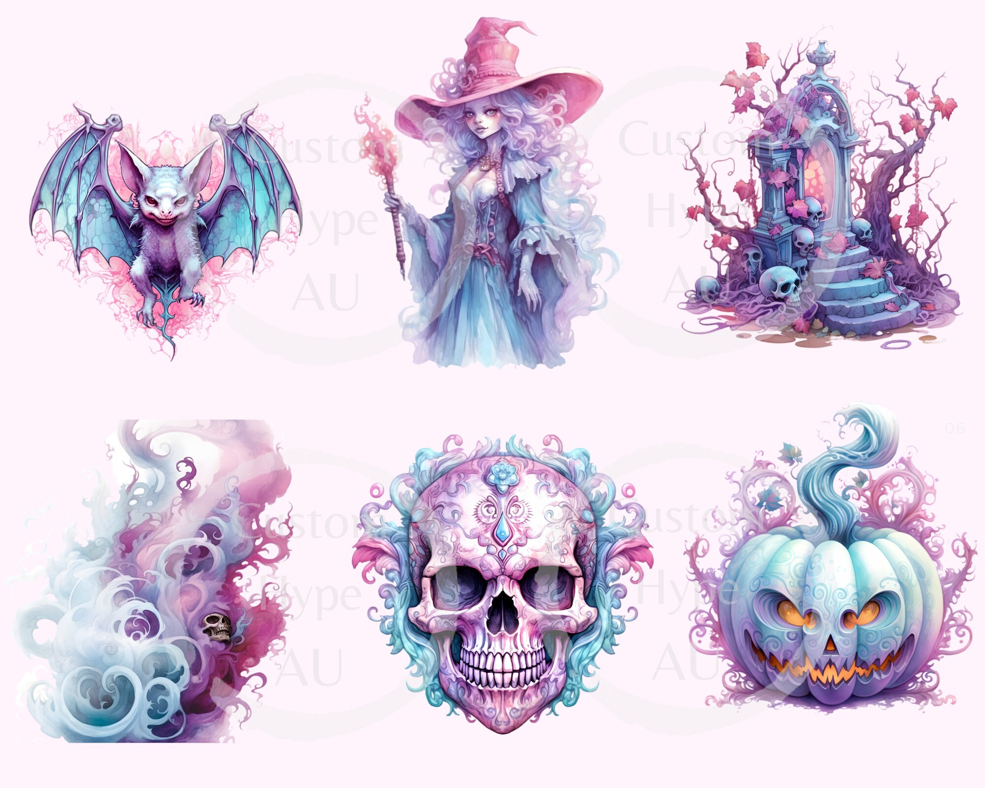 Watercolour Halloween Clipart Bundle 300 DPI PNG Files Transparent ...