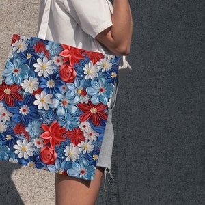 Red, White and Blue 3d Floral Seamless Pattern 2 - Sublimation & Print ...