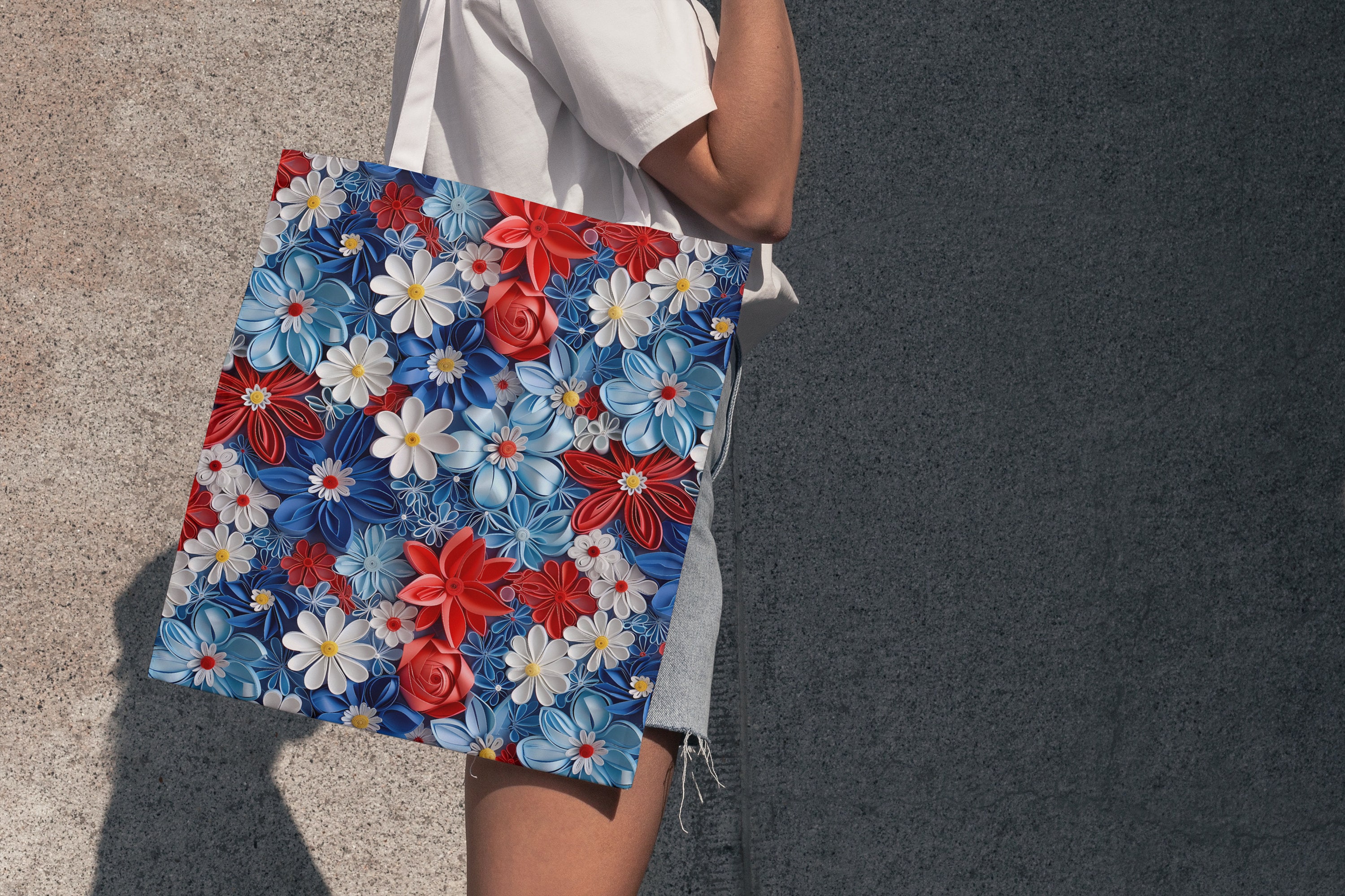 Red, White and Blue 3d Floral Seamless Pattern 2 - Sublimation & Print ...