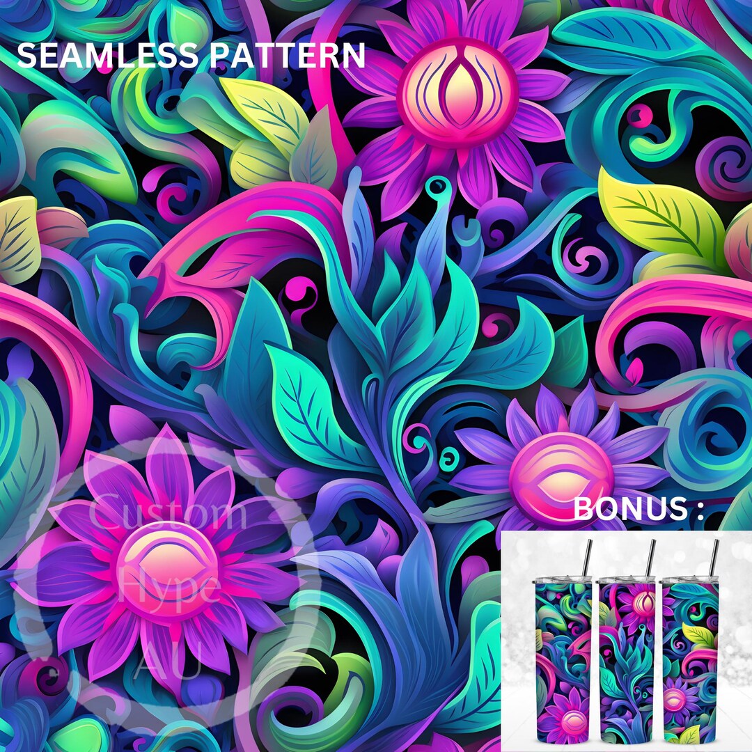 Luminous Fantasy Floral Seamless Pattern - Sublimation and Print ...