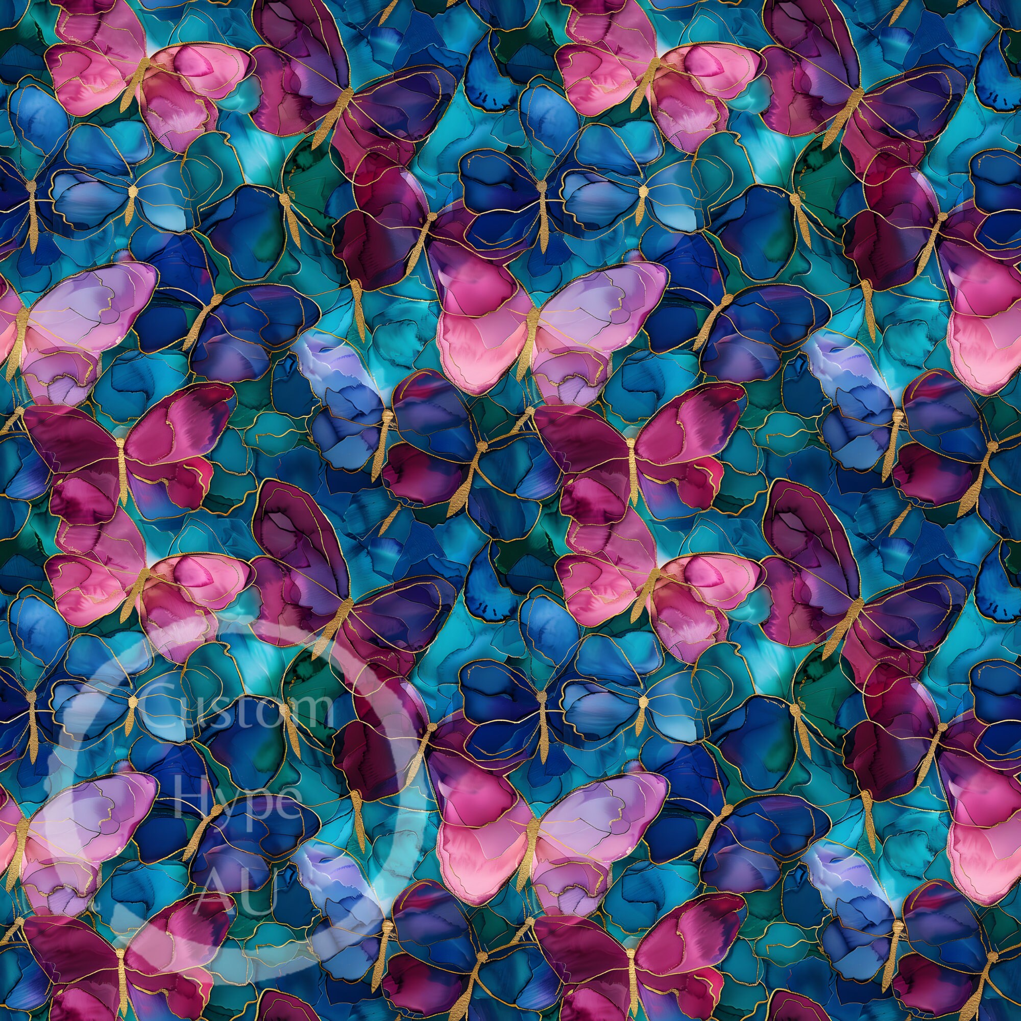 Seamless Pattern - Alcohol Ink Butterflies - Sublimation and Print ...