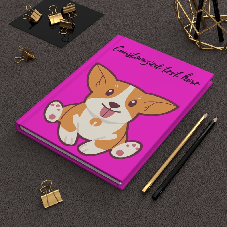 Corgi Logo Customized Your Name and Background Cover in Hardcover ...