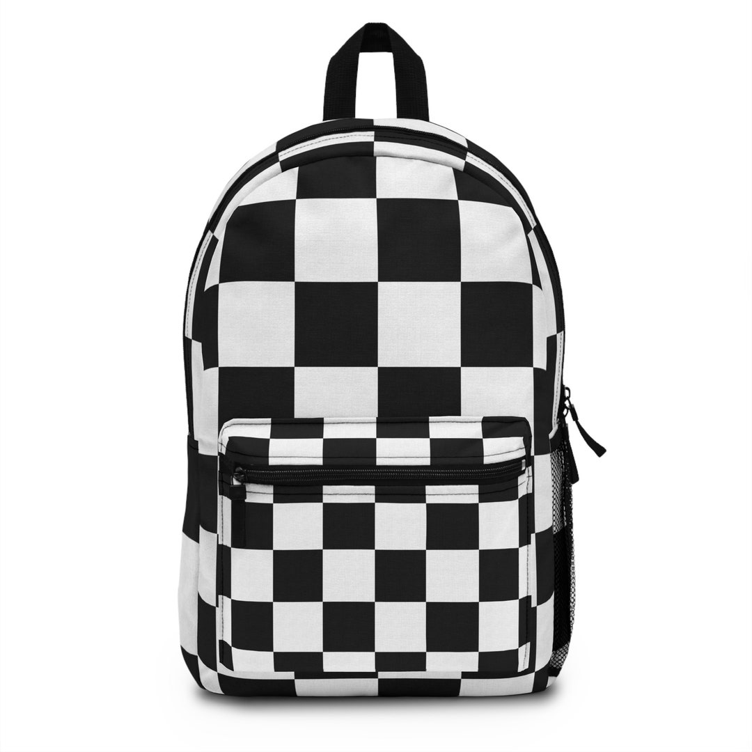 Black and White Checkered Handmade Jan Sport Inspiration Backpack - Etsy