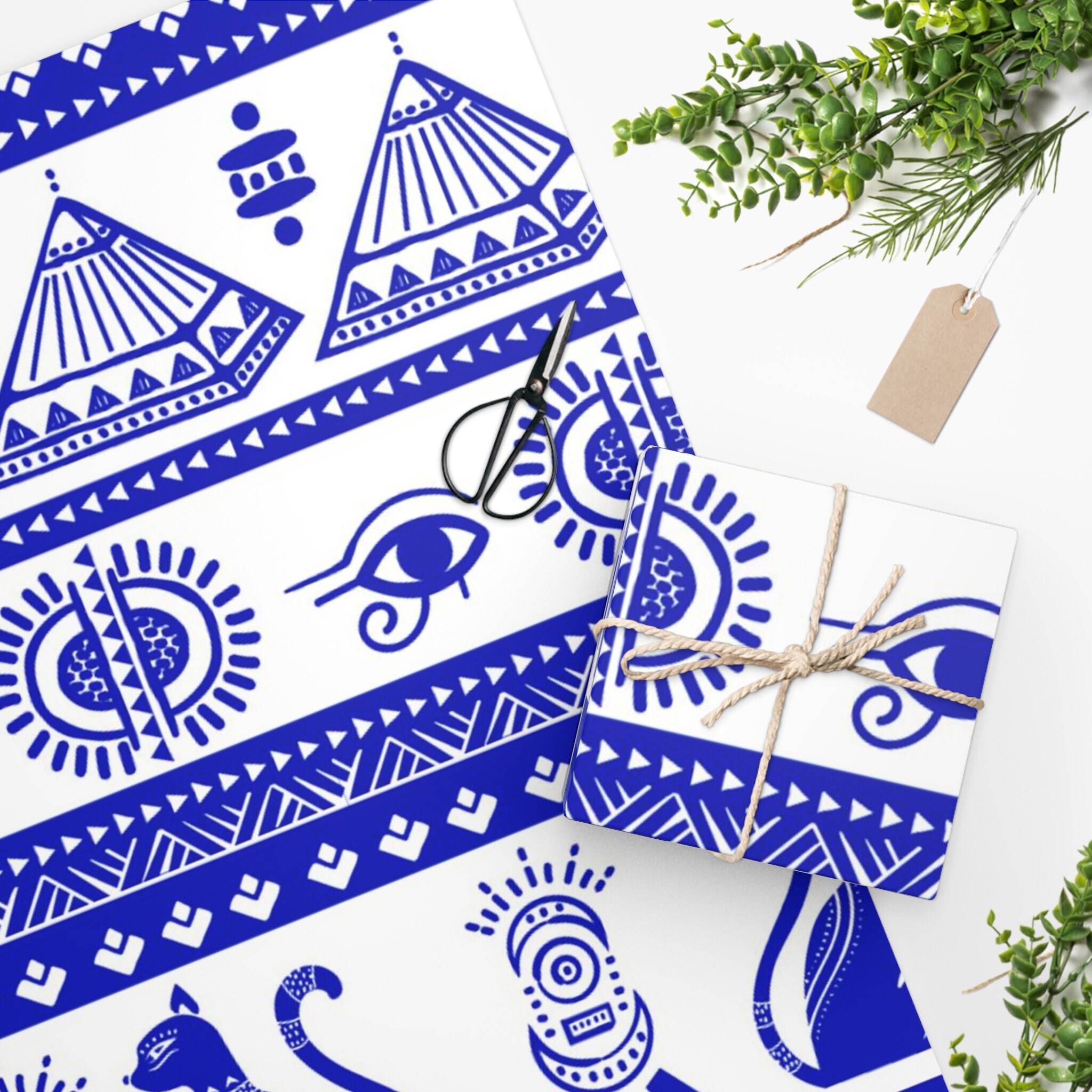 Egyptian Hieroglyphs Cats Pyramids and the Nile Blue and - Etsy