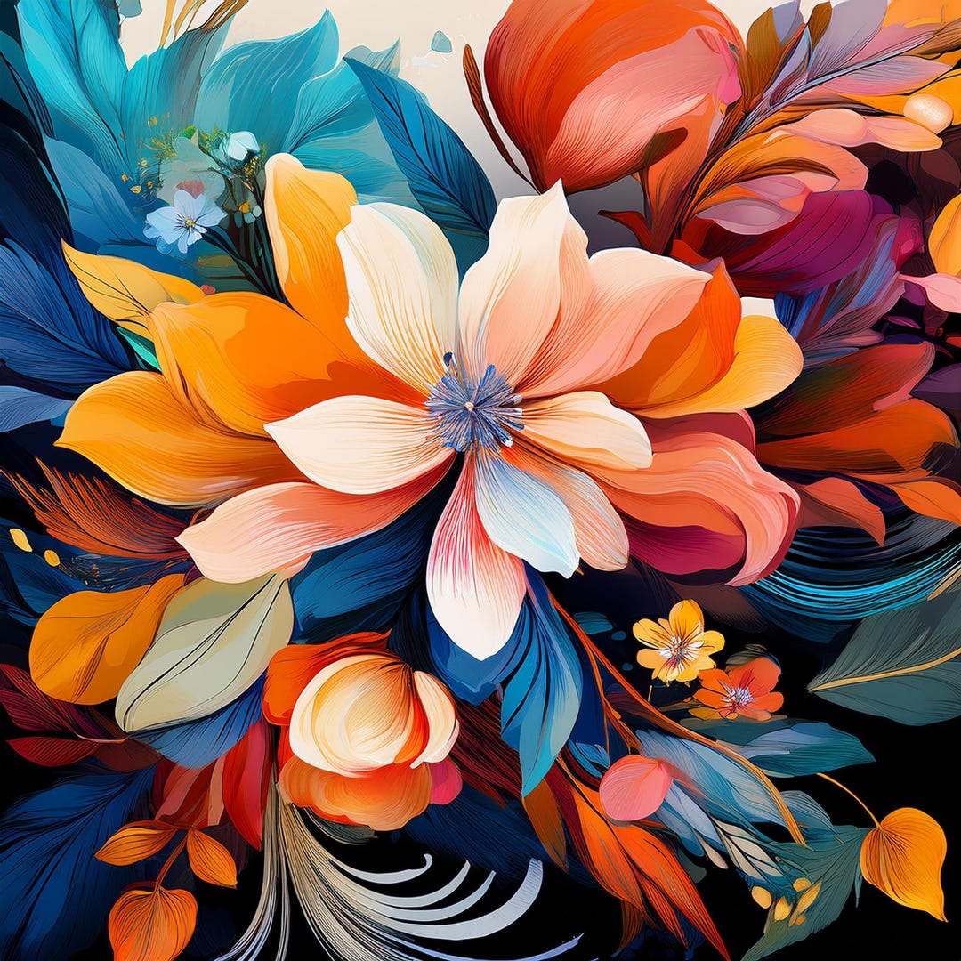 Colorful Floral Clip Art Modern Abstract Flower Bundle Pack - Etsy