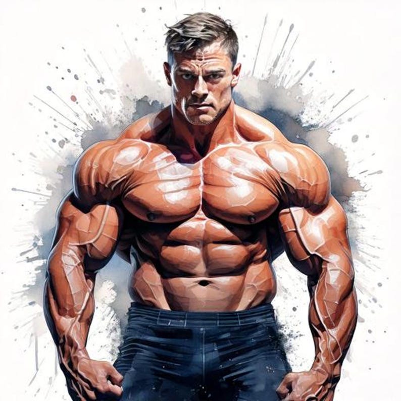 20 Mens Bodybuilder Clipart Printable Watercolors - Etsy