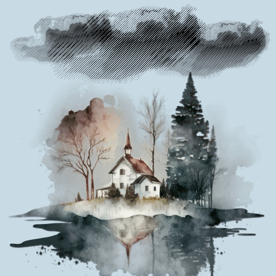 Printable House on the Hill Wall Art Home Office - Etsy