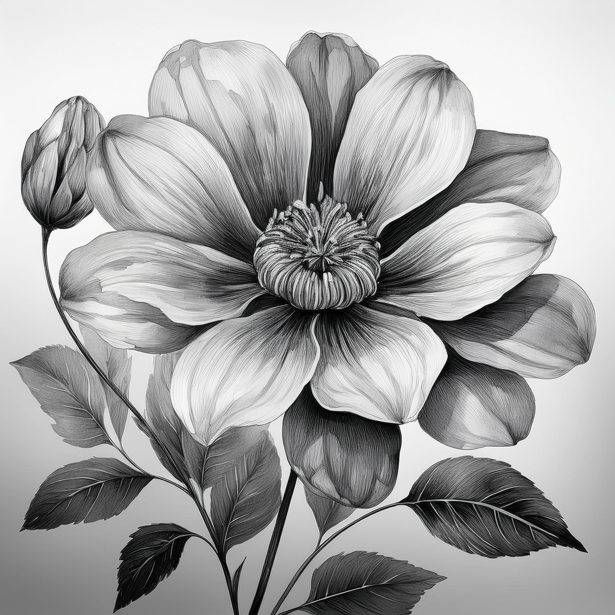 20 PNG Black White Flower Watercolor Floral Clipart - Etsy