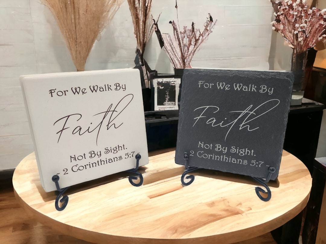 Custom Bible Verse Coaster for Gift and Display With Stand Slate ...