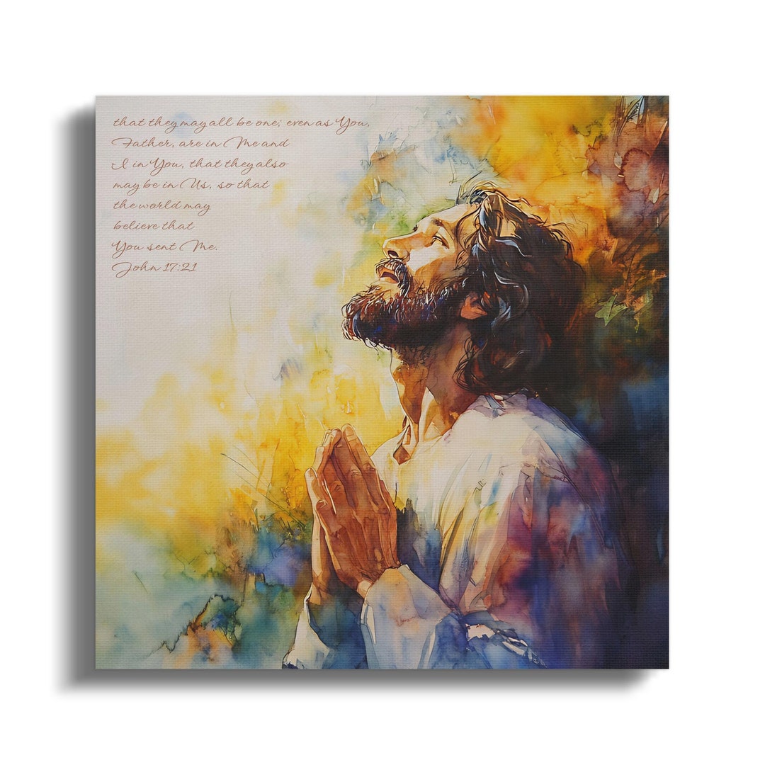 Personalized Wall Art, Bible Verse Gift, Portrait of Jesus Praying ...