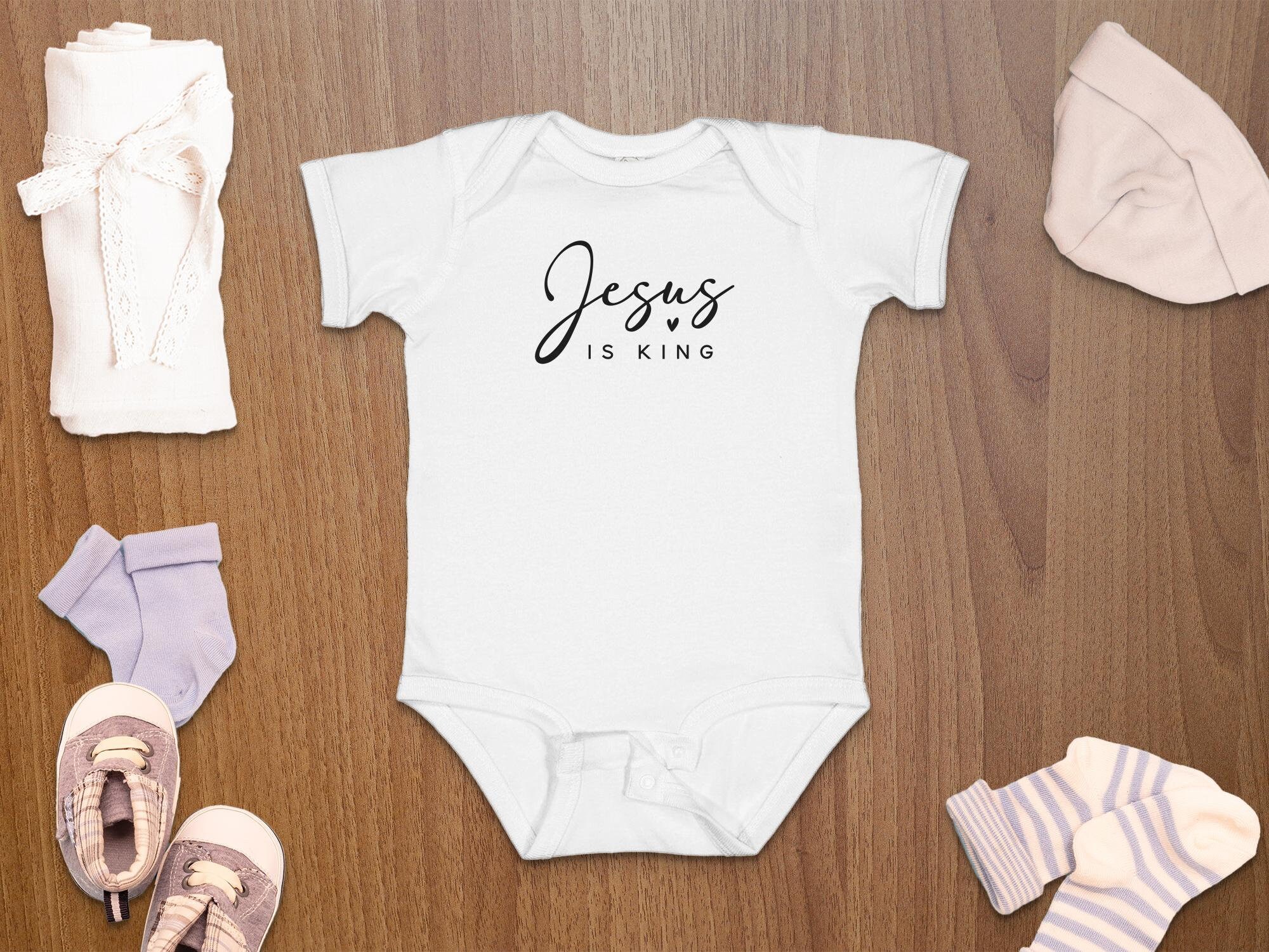Jesus is King Onesie, Christian Baby Clothes, Religious Baby Outfit ...