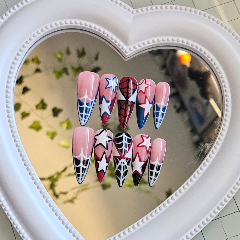 Spiderman Nails - Etsy
