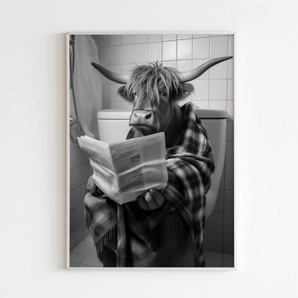 Cow Reading Newspaper - Etsy