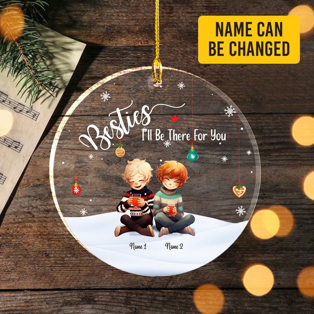 Personalized Bestie Forever Acrylic Ornament, Custom Friend Christmas ...