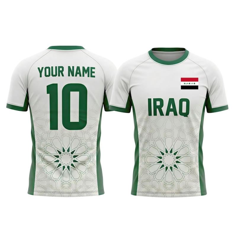 Iraq Custom Soccer Jersey Set, Personalized Iraq Football Shirt, Green ...