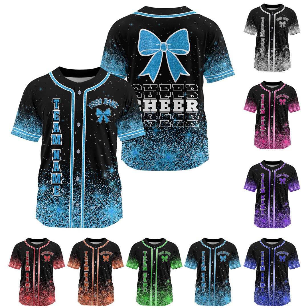 Custom Light Blue Glitter Baseball Jersey, Custom Printed Name Number ...