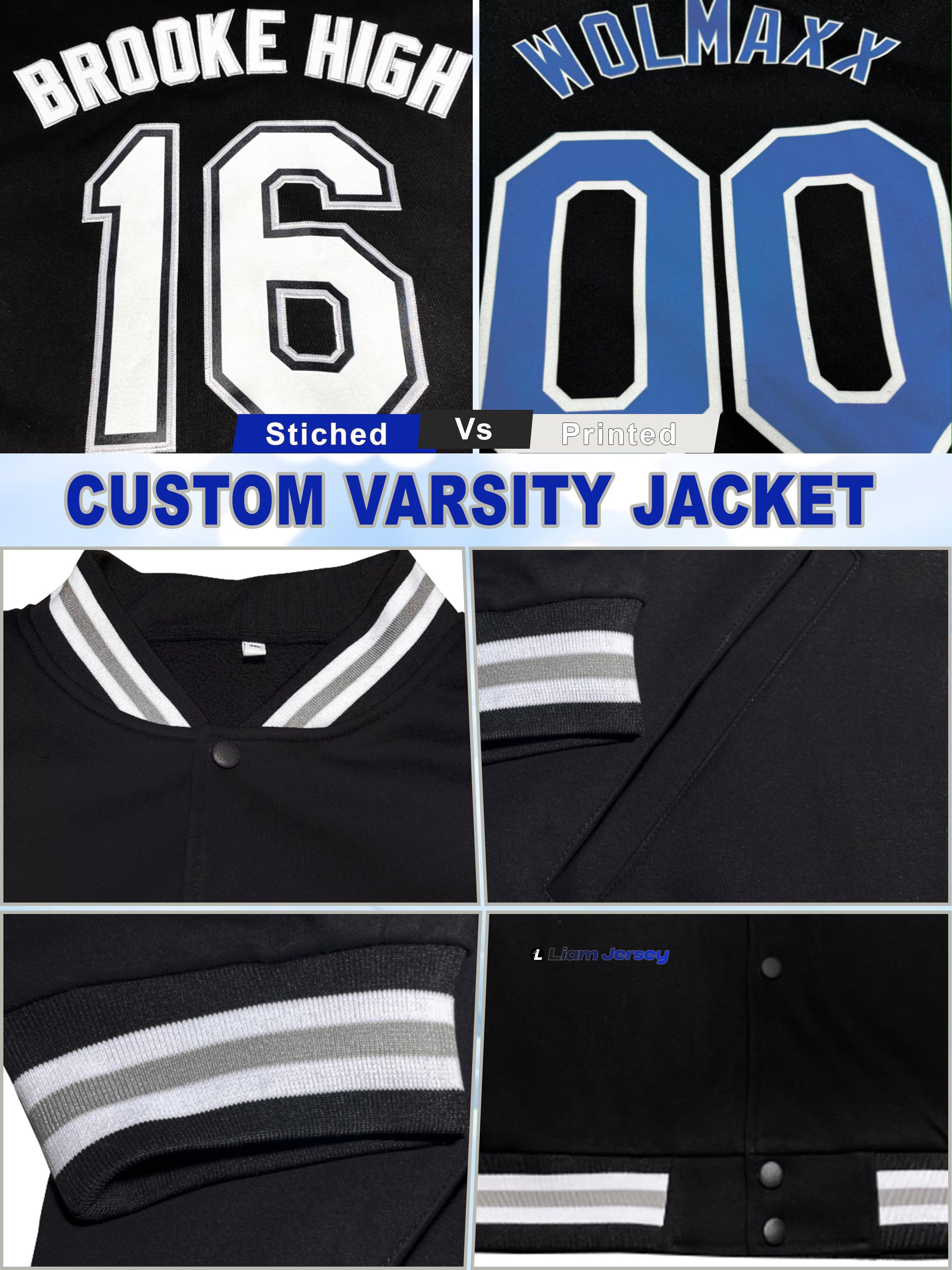 Custom Varsity Jacket, Navy Yellow Gold Printed and Stitched Team Name ...