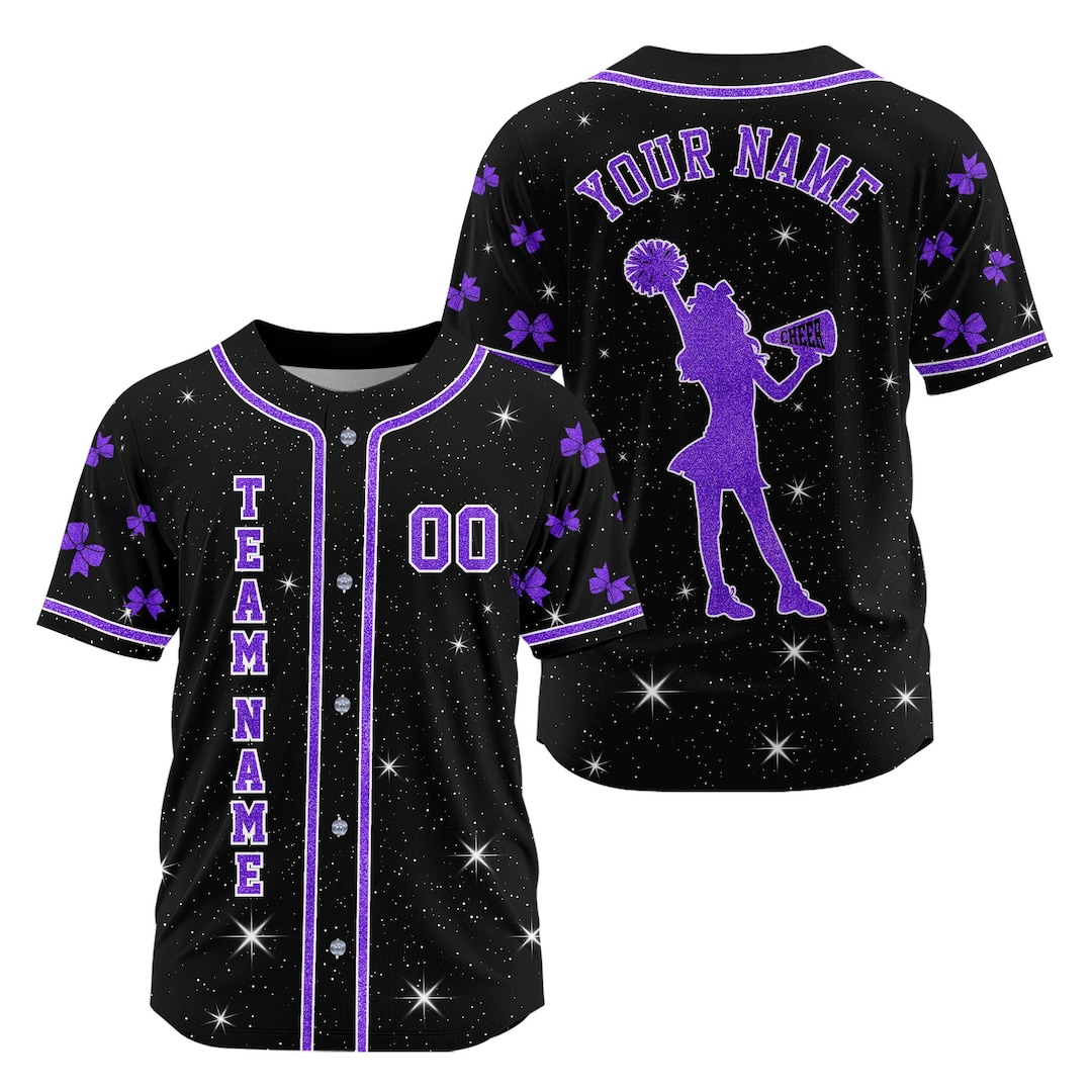 Custom Cheer Baseball Jersey, Printed Sparkly Glitter Custom Name ...