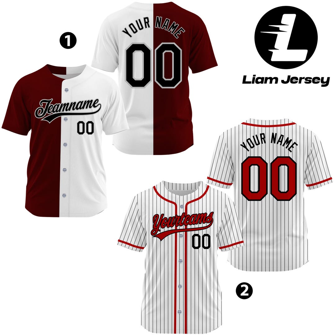 Custom Gradient Maroon White Baseball Jersey Men Women Kid Youth ...
