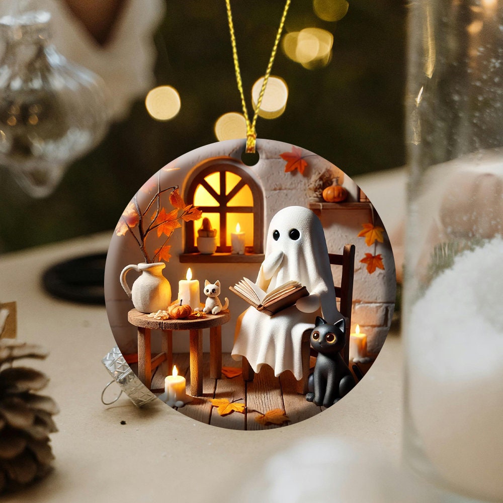 3D Spooky Ghost Reading Book Halloween Ornament, Ghost Read Book Gift ...