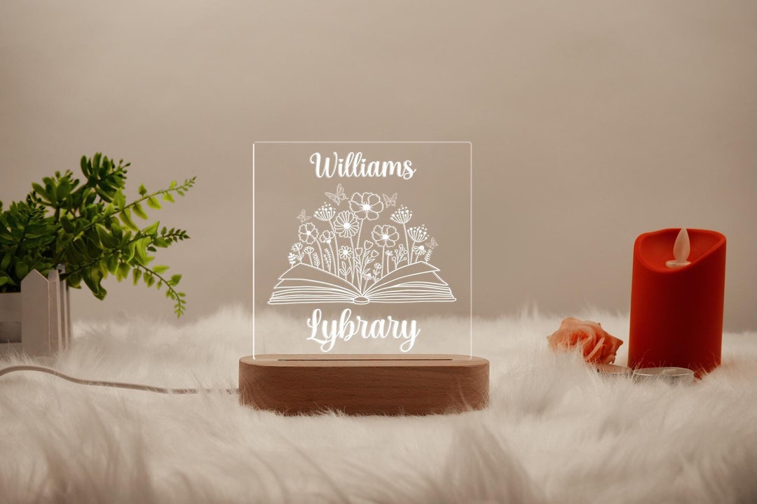 Personalized Library Sign, Library Decor, Bookshelf Decor, Personalized ...