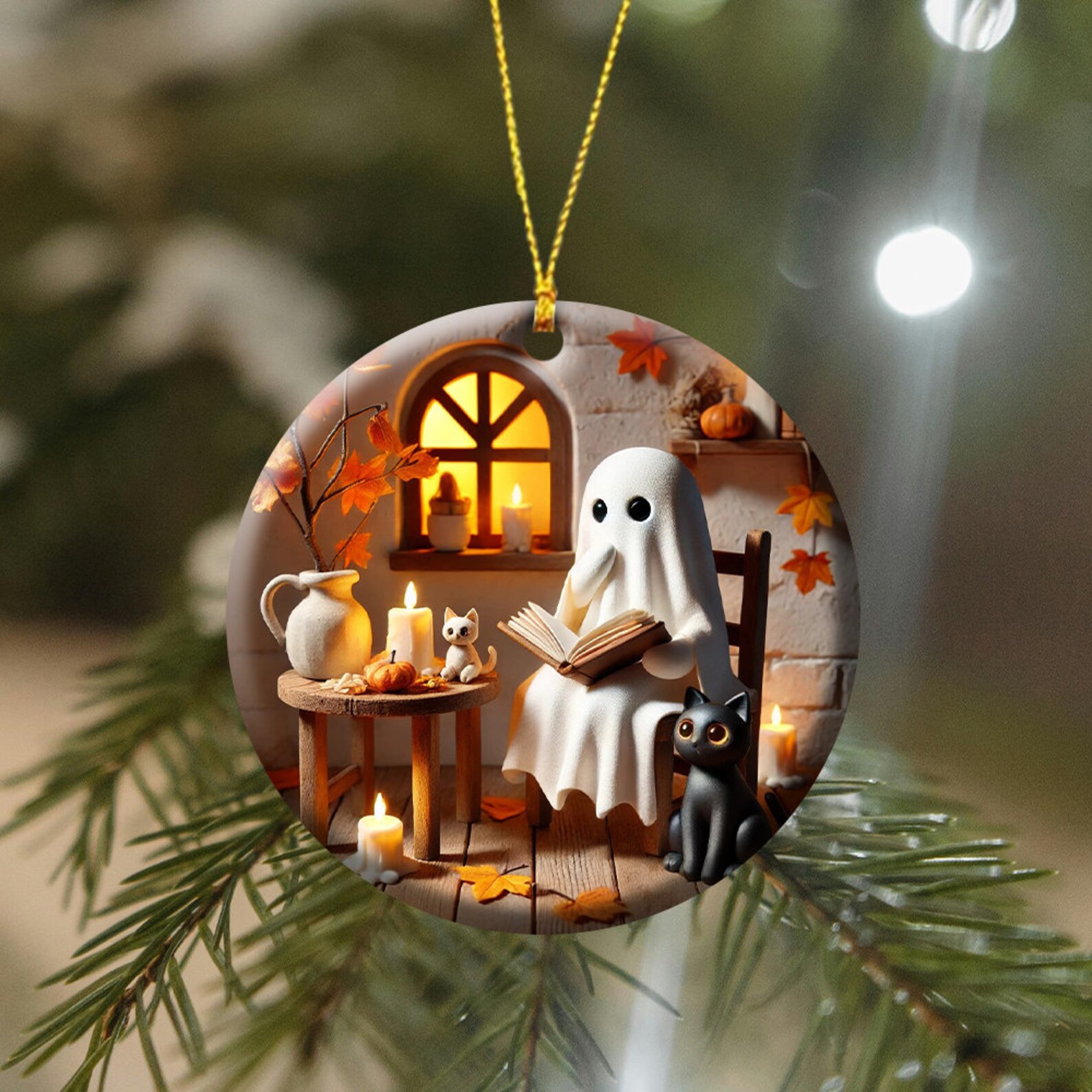 3D Spooky Ghost Reading Book Halloween Ornament, Ghost Read Book Gift ...