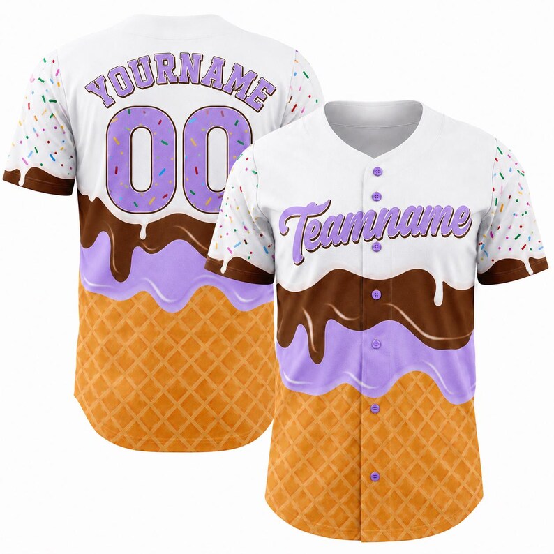 Personalized Ice Cream Drip Baseball Jersey for Men Women Youth Kid ...