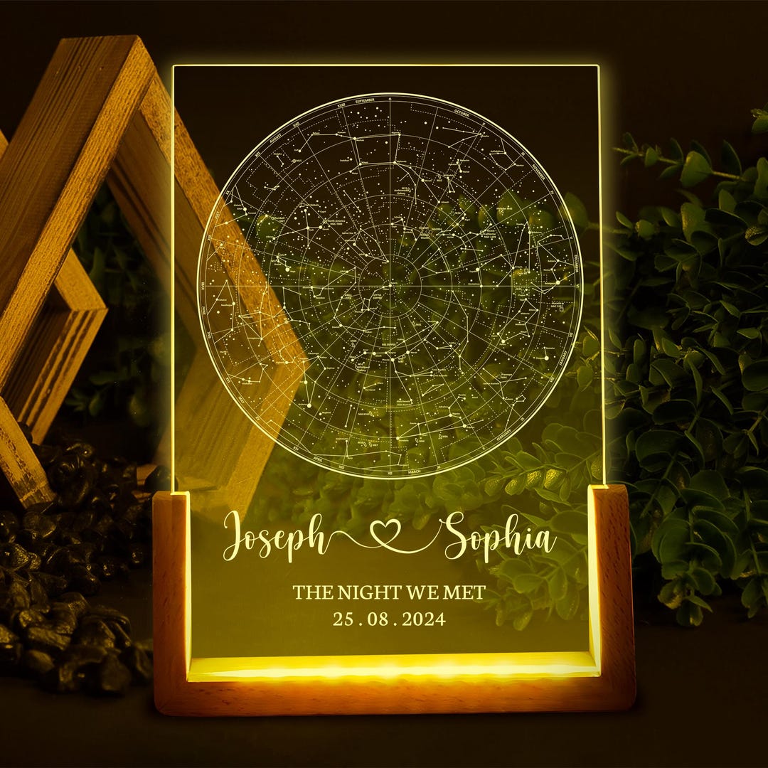 Personalized Constellation Chart Lamp, Star Map on Night Light ...