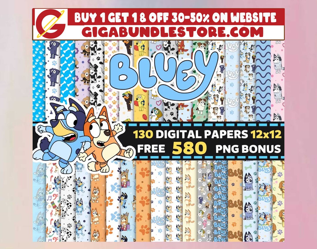 130 Digital Bluey Bluey Digital Paper Bluey Digital Papers - Etsy