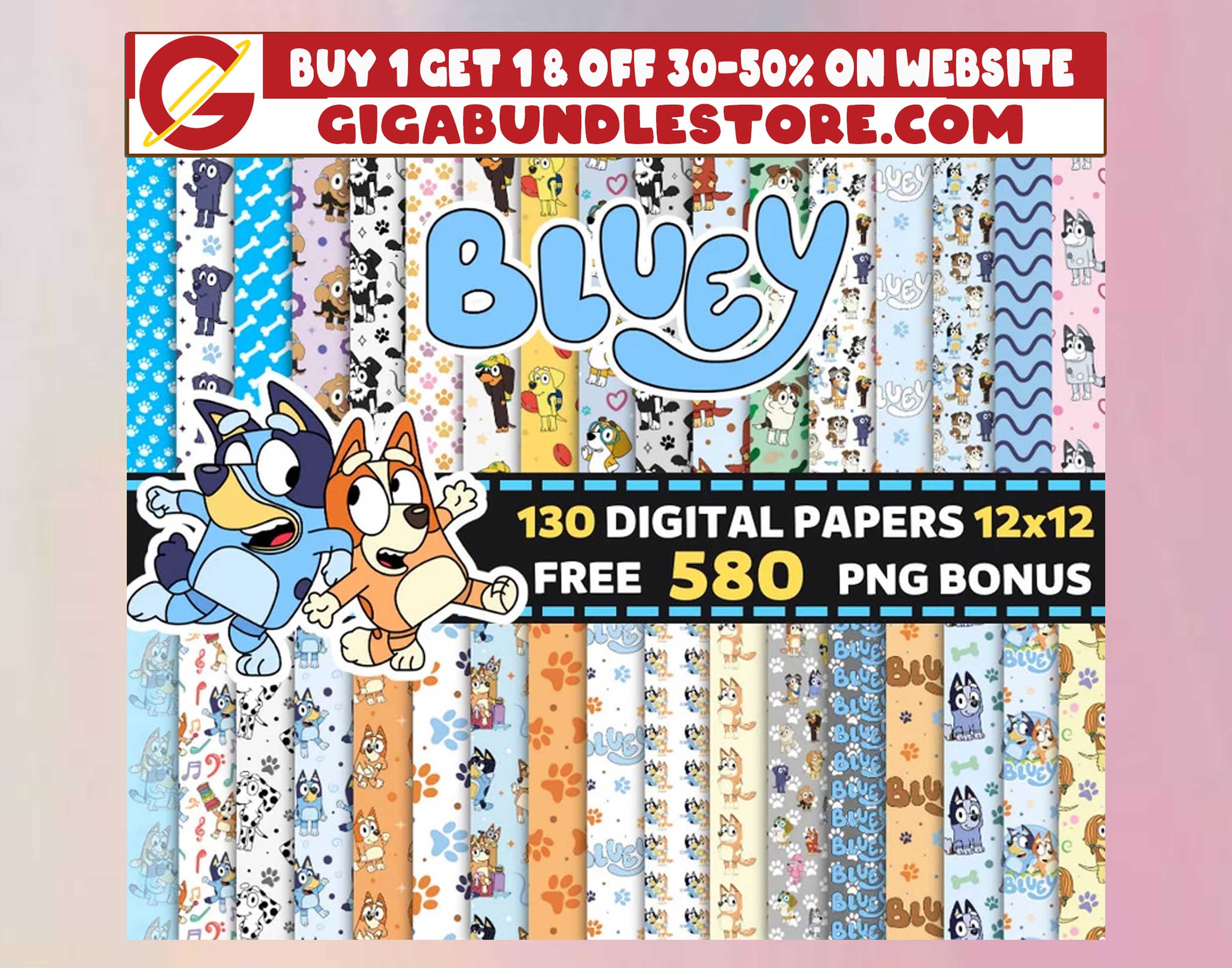 130 Digital Bluey Bluey Digital Paper Bluey Digital Papers - Etsy