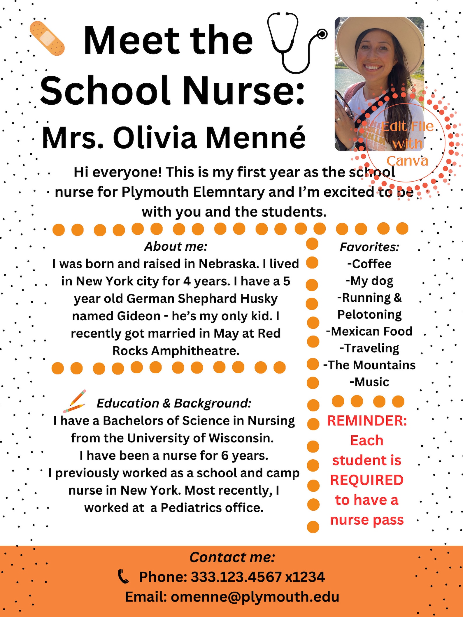 Meet the School Nurse Letter Back to School Newsletter School Nurse ...