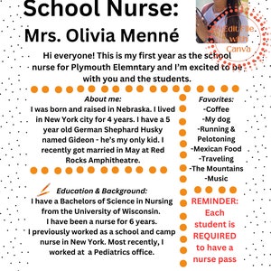 Meet the School Nurse Letter Back to School Newsletter School Nurse ...