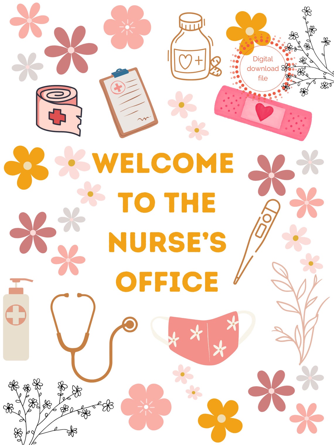SCHOOL NURSE OFFICE Prints 4 Give Me Five, Welcome to the Nurse's ...