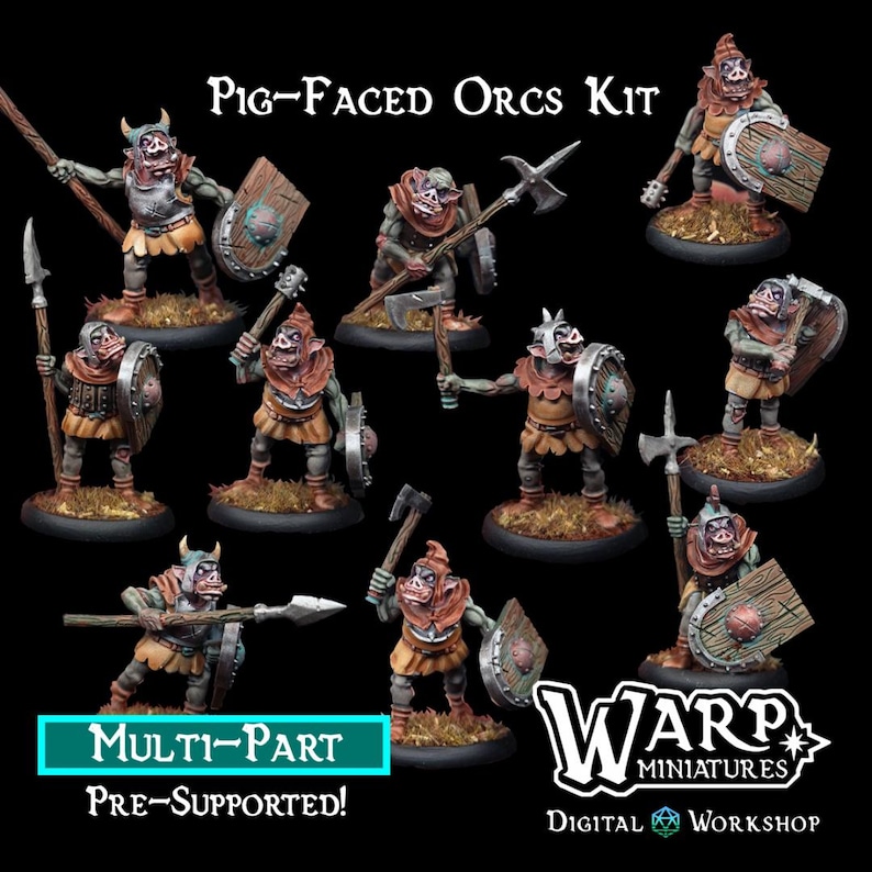 Pig Faced Orcs Kit Grimdark Resin Miniature – 28/32mm Tabletop RPG ...