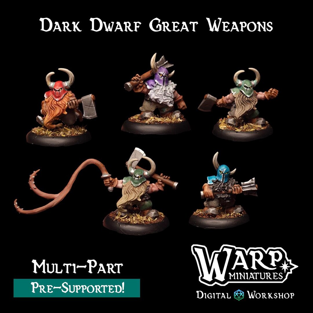 Dark Dwarf Great Weapons Grimdark Resin Miniature – 28/32mm Tabletop ...