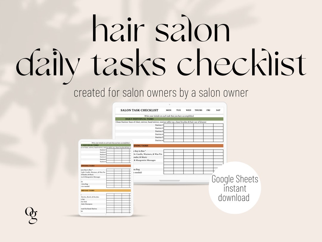 Hair Salon Daily Tasks Checklist - Etsy