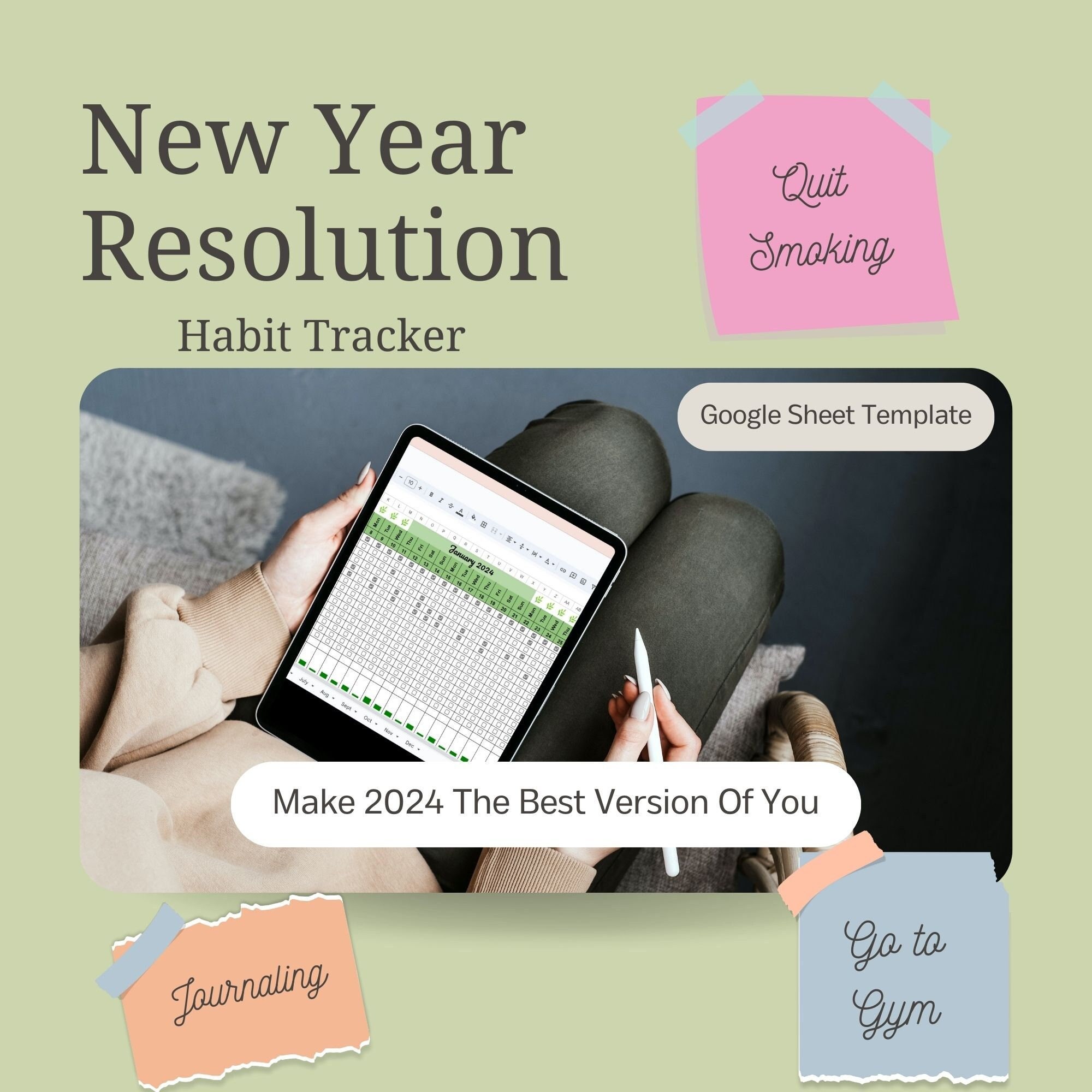Habit Tracker Google Sheet Template, Habit Tracker Spreadsheet, New ...