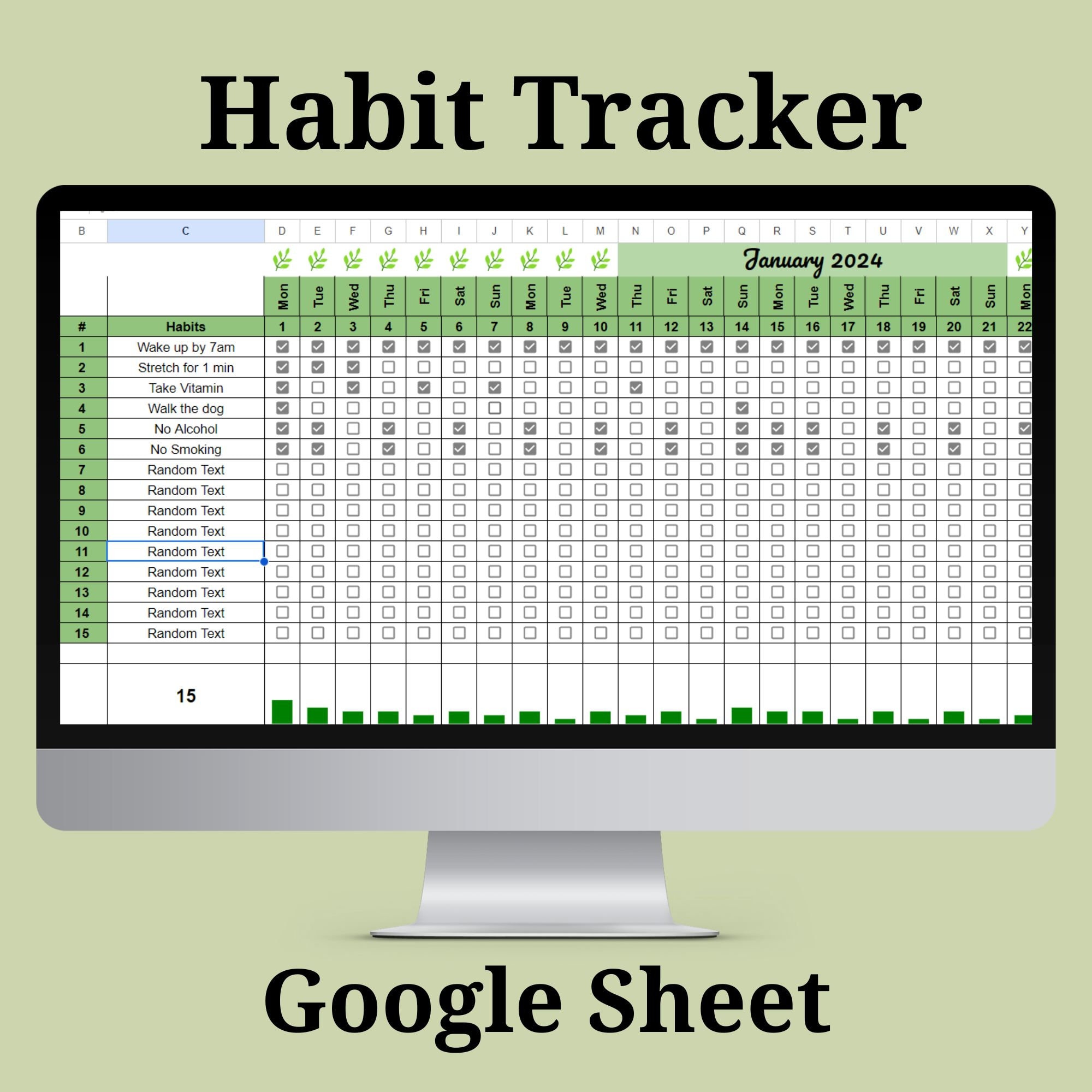 Habit Tracker Google Sheet Template, Habit Tracker Spreadsheet, New ...