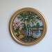 Vintage Round Needlepoint Nature Scene in Round Gold Frame Wall Decor ...