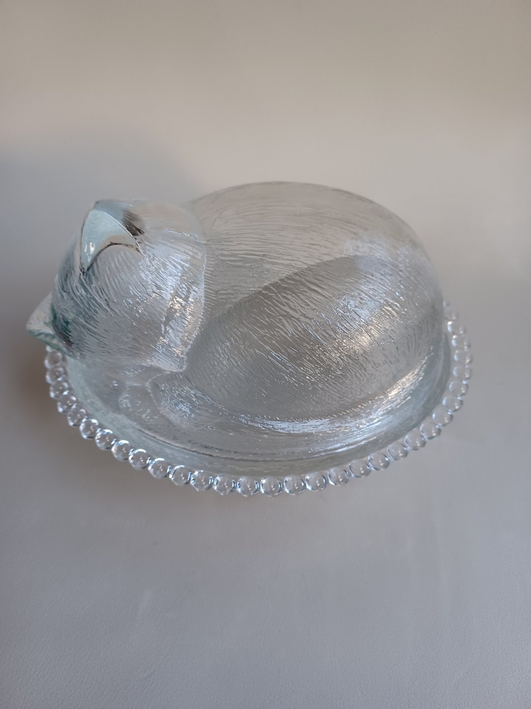 Vintage Indiana Glass Sleeping Kitten Cat Nesting Bowl Clear - Etsy
